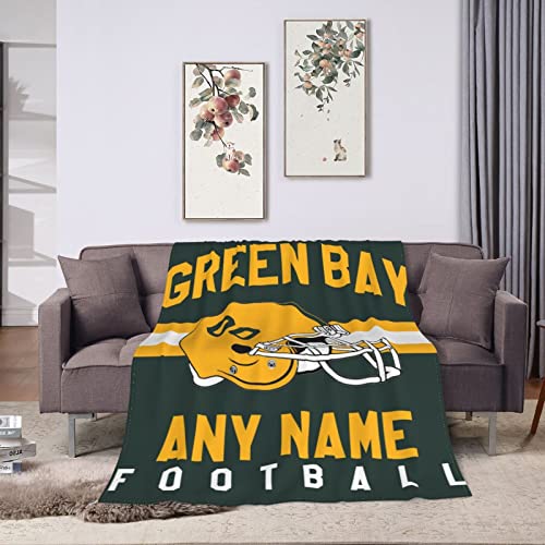 SEAGGS Custom Football City Blanket Personalized Decor Fans Throw Blanket Printed Add Any Name & Number Gift for Men Women Youth