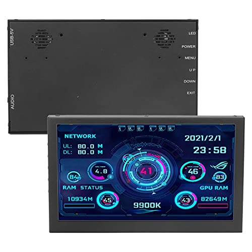 PC Secondary Screen, 7in Stepless Bright Adjustment ABS Computer Display Monitor for Home