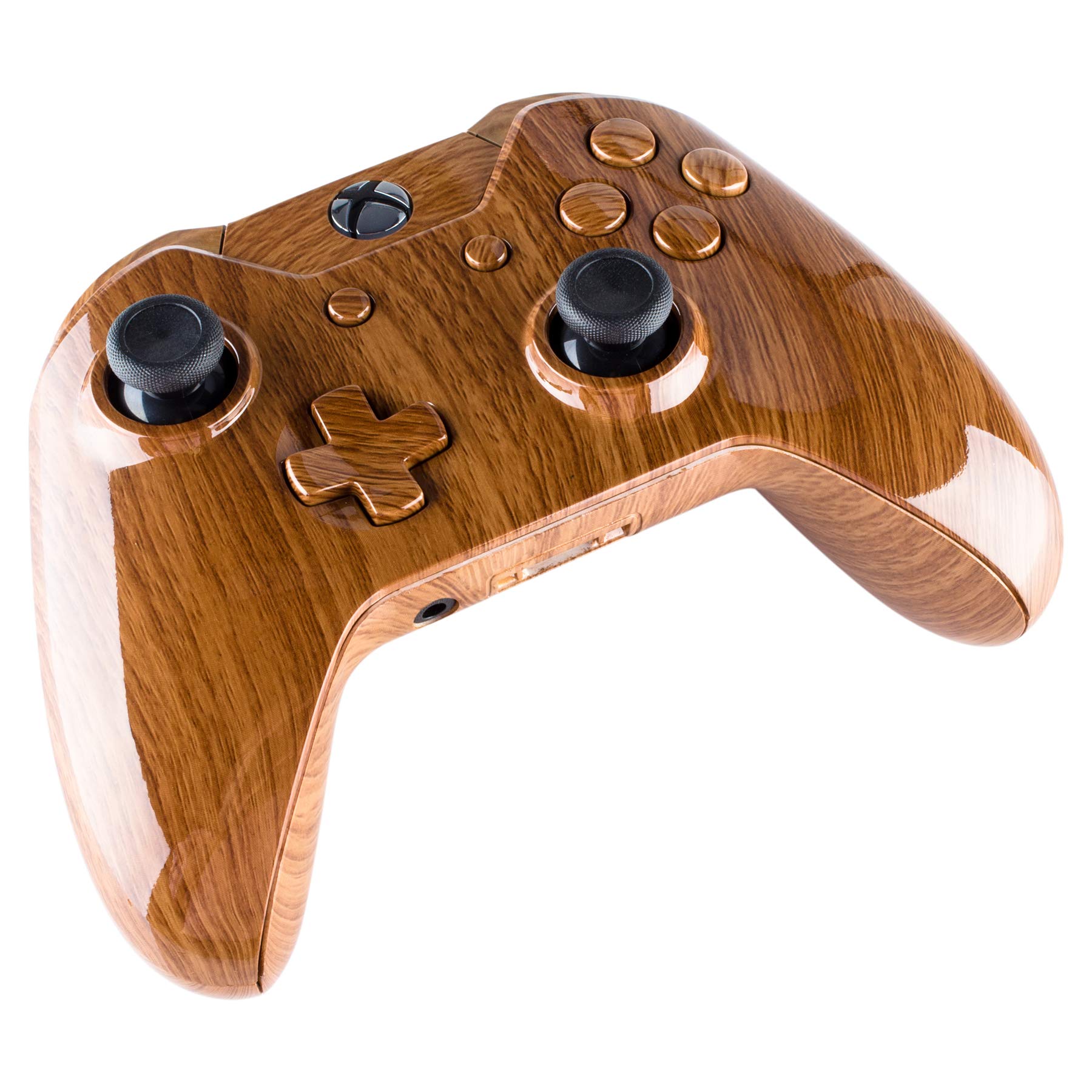 eXtremeRate Wood Grain Patterned Replacement Part Custom Full Housing Shell with Buttons for Xbox One Standard Controller with 3.5mm Headphone Jack (Model 1697) - Controller NOT Included