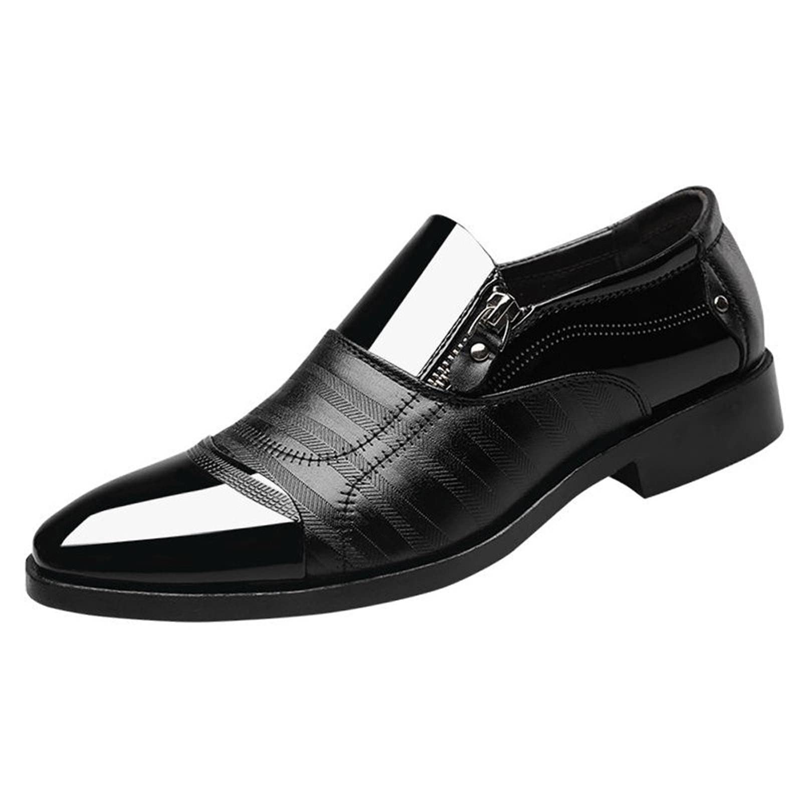 FASDNENDYS Classical Style Men's Breathable Hollow Business Casual Pointed Shoes Mens Comfort Shoes Black