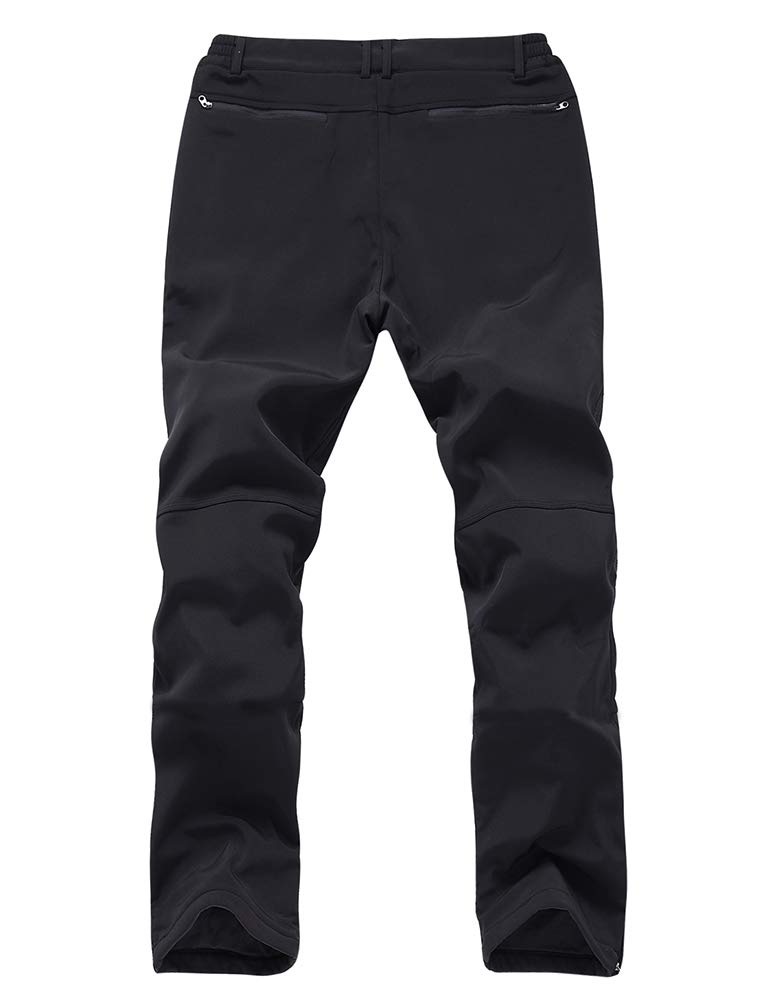 Gash Hao Mens Snow Ski Waterproof Softshell Snowboard Pants Outdoor Hiking Fleece Lined Zipper Bottom Leg (180Black, 30W X 32L)