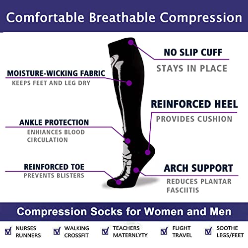 Halloween Compression Socks for Women, Medical Compression Support Socks 20-30 mmHg-Best Calf Socks (Halloween A,L/XL)