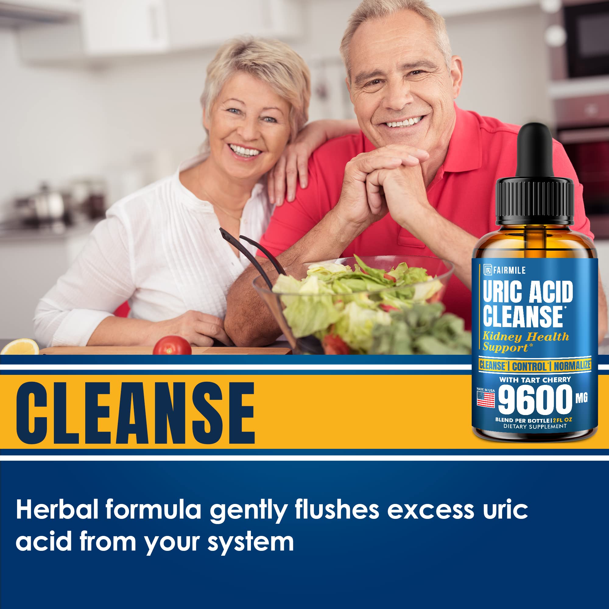 FAIRMILE Uric Acid Cleanse with Tart Cherry 9600mg - Made in USA - Joint Comfort & Detoxification - Liquid Uric Acid Support Formula for High BioAvailability