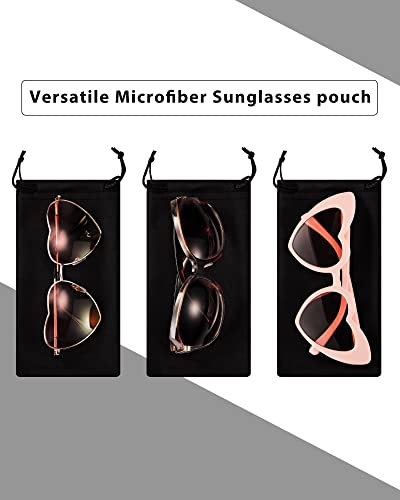 Flutesan 40 Pack Microfiber Case Pouch Bag Glasses Sunglasses Case with 2 Pieces Cleaning Cloth (Black)