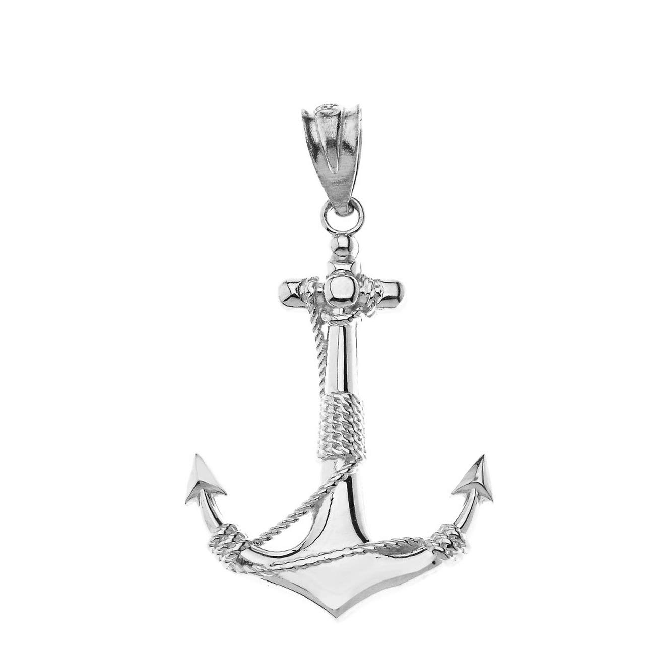 Fine 925 Sterling Silver Twisted Style Nautical Rope Fouled Anchor Charm Pendant