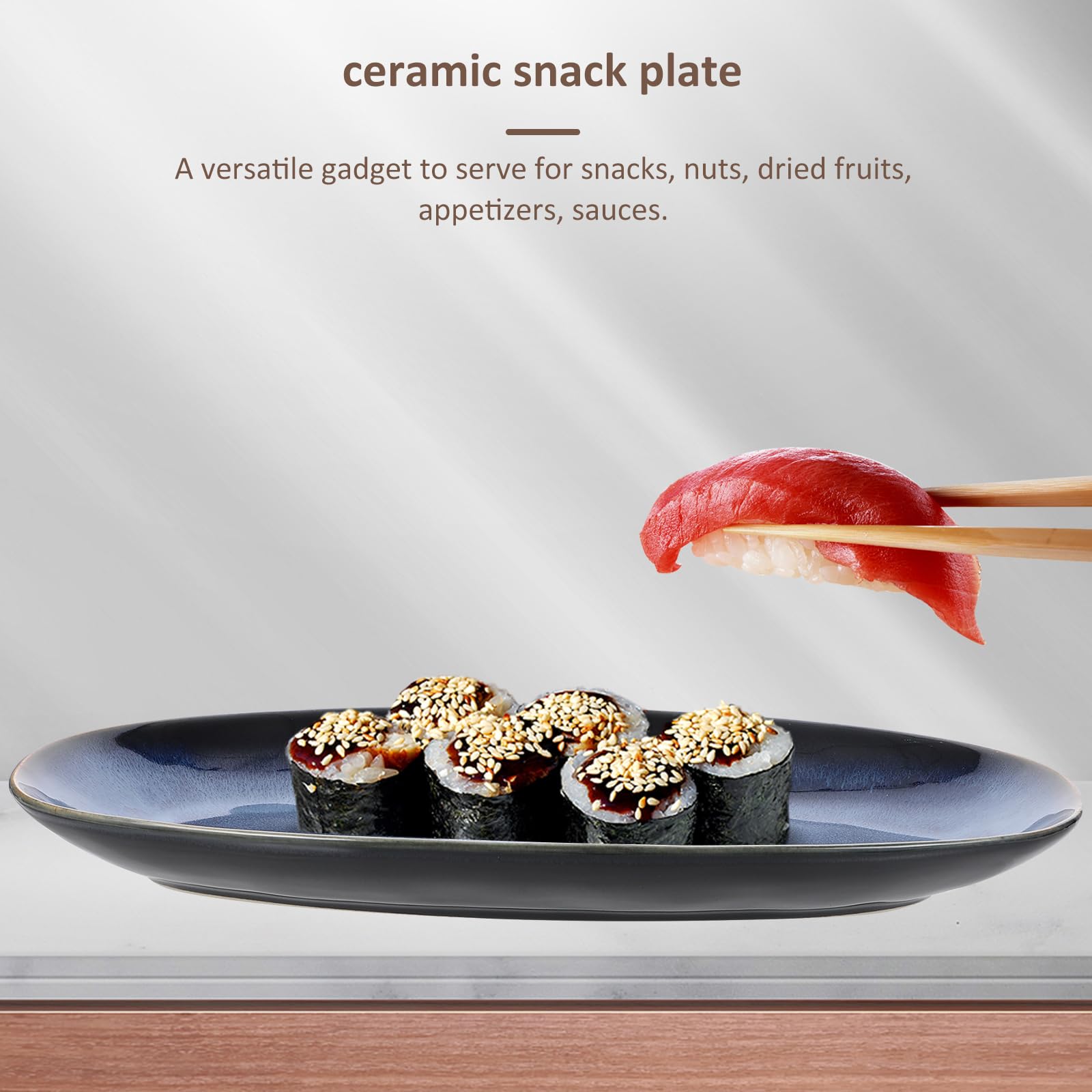 FRCOLOR Serving Platter Dishes Oval Serving Plates Sushi Platter Snack Storage Plattersushi Appetizer Plates Japanese Style Dinnerware ( Blue Small Sizes )