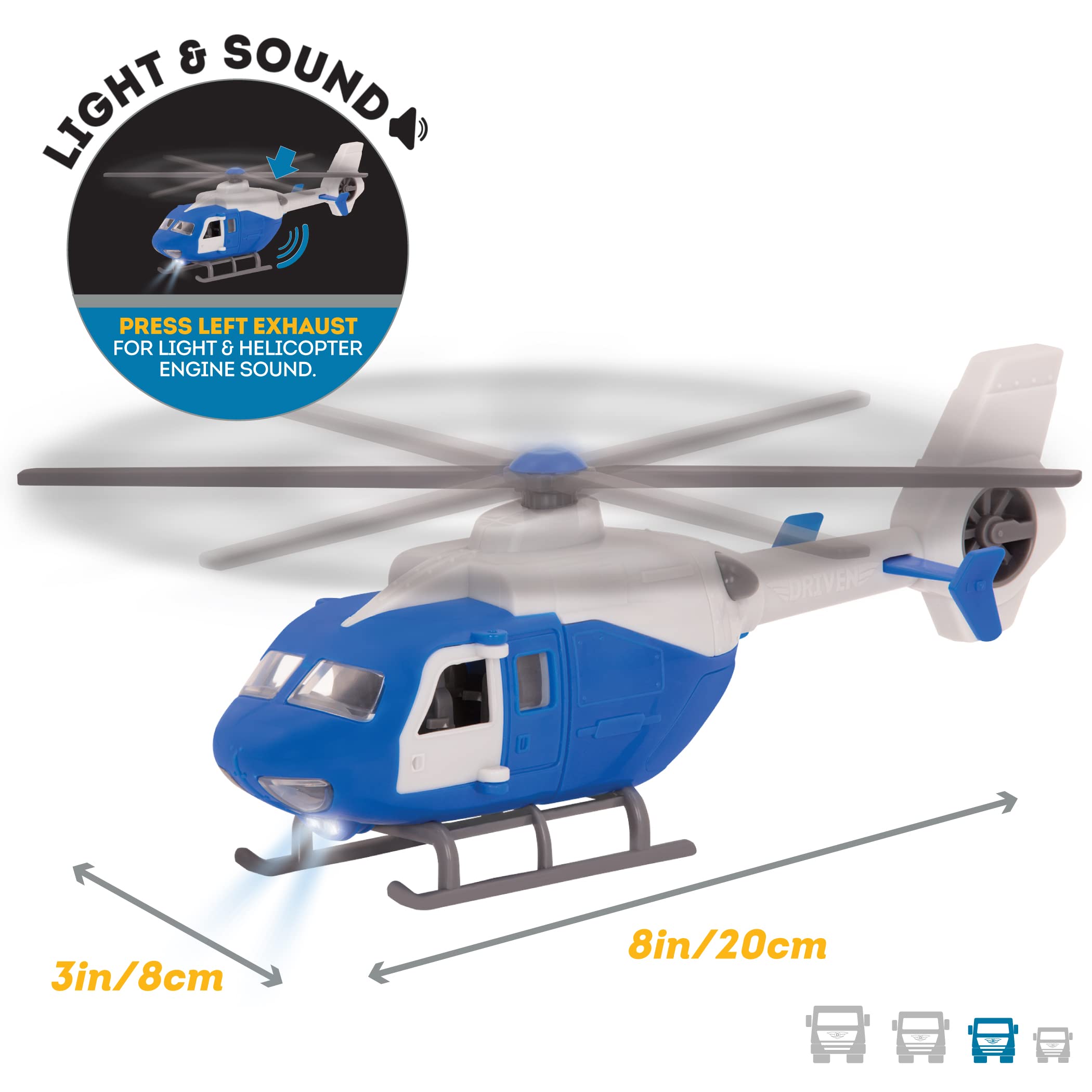 Driven by Battat β Micro 1/124 Scale β Helicopter Toy with Lights and Sound β Open-able Doors β Rescue Helicopter for Kids Age 3+