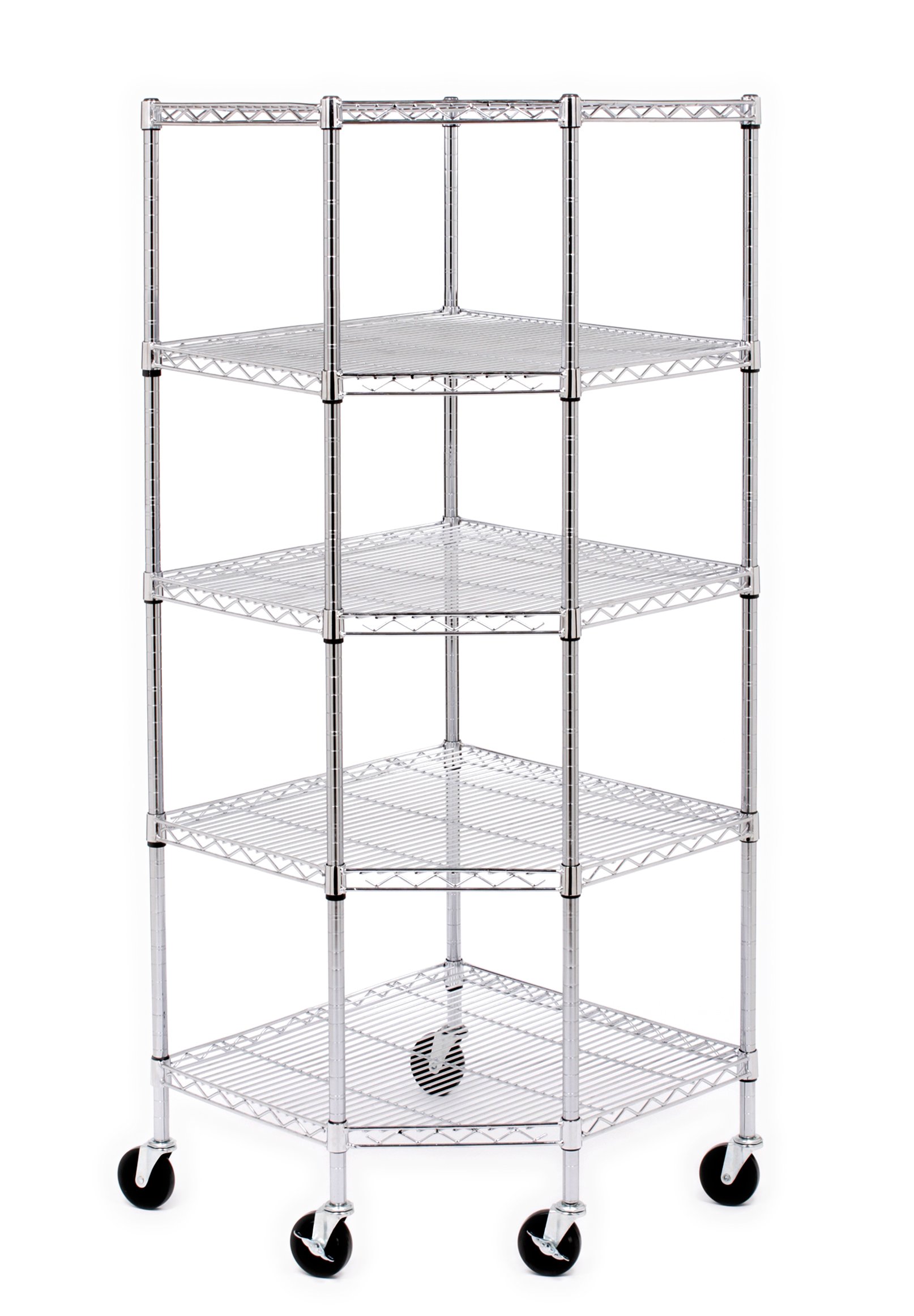Seville Classics 5 Shelf Corner Shelving System with Wheels, NSF Listed