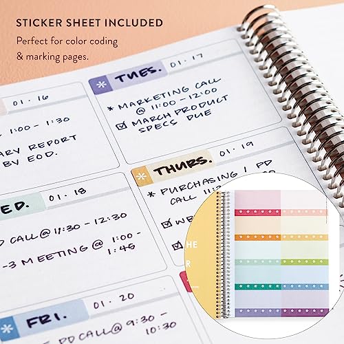 Erin Condren 7" X 9" Priorities And Notes Platinum Spiral Notebook - Rainbow Relaxation, 160 Lined Page Note Taking & Writing Notebook, 80 Lb, Thick Mohawk Paper, Stickers Included