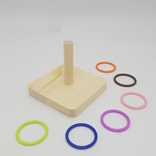 YANQIN Parrot Trick Training Toys, Bird Tabletop Toys, Training Stacking Color Ring Toys Sets for Small and Medium Birds Parrots Budgie Cockatiel Parakeet (with 6 Rings)