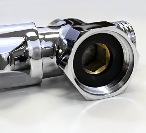 Luxe Bidet Metal T-adapter with Shut-off Valve, Winged 3-way Tee Connector, Chrome Finish, for Luxe Neo Bidets