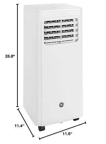 GE Portable 3-in-1 Air Conditioner with Dehumidifier and Fan, 9,000 BTU, Cooling for 250 sq ft rooms, Includes Remote, Vent Hose and Easy Window Install Kit, WiFi & SMART Connected, White