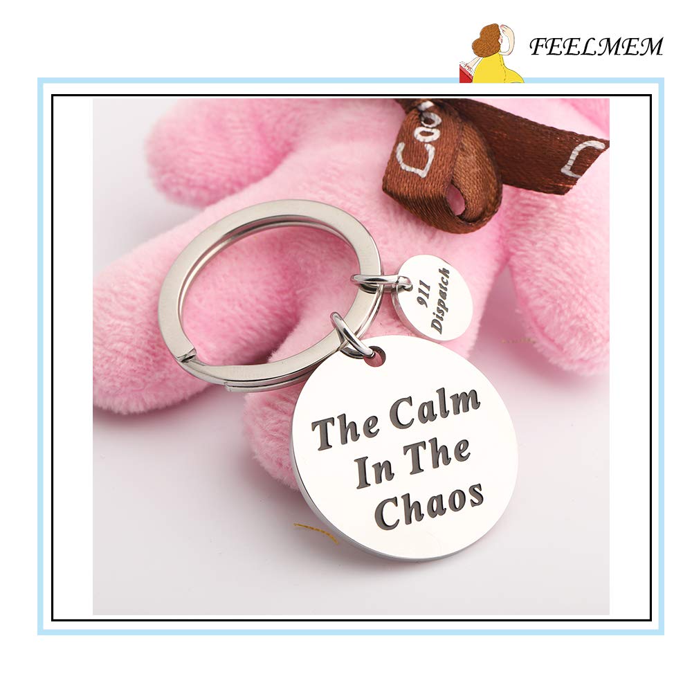 FEELMEM 911 Dispatcher Gift Emergency Operator Responder Gift The Calm in The Chaos Dispatch Keychain Gift for 911 Operator Police Emergency Dispatcher (key-911)