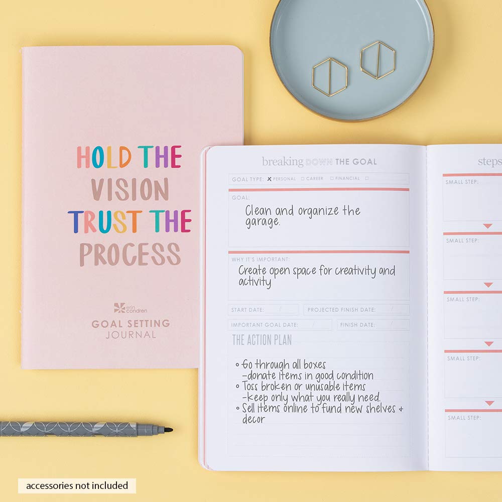 Erin Condren Designer Petite Planner - Goal Setting Journal Edition 2 with Illustrative, Functional, Cute Sticker Pack That Includes Inspirational Quotes for Customization