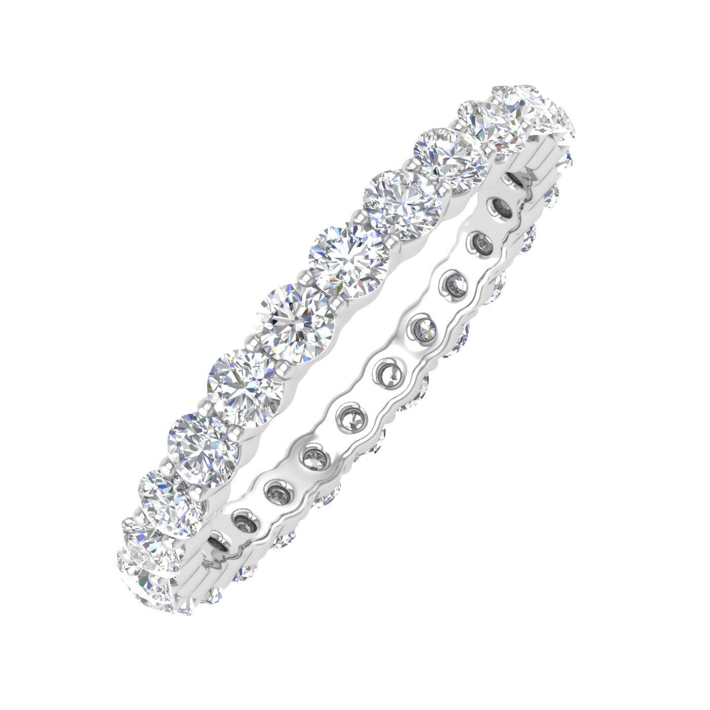 FINEROCK 1.01 Carat Prong Set Diamond Eternity Ring Band in 14K White Gold (Ring Size 7) (I1-I2 Clarity)