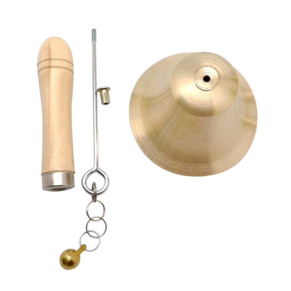 Extra Loud Bell Small Hand Bell Solid Brass Call Bell with Wooden Handle School Bells Dinner Bell Loud Ringing Bell Service Bell Servant Bell Church Bells Sell Celebration Bells Attention Bell