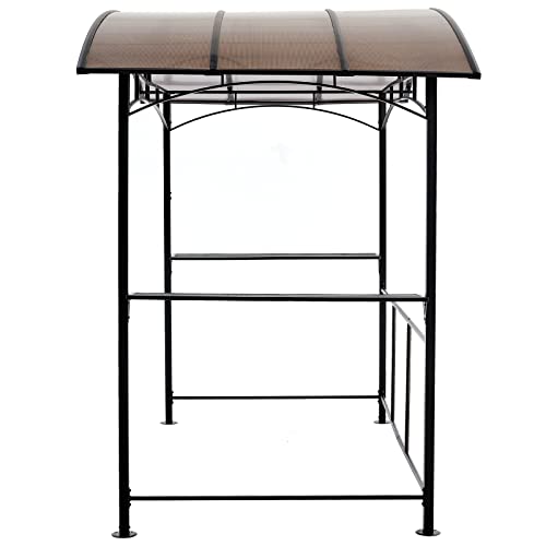 Voohek Grill Gazebo 8x5ft, Outdoor Patio Canopy, BBQ shelter with Steel Hardtop and Side Shelves,Black