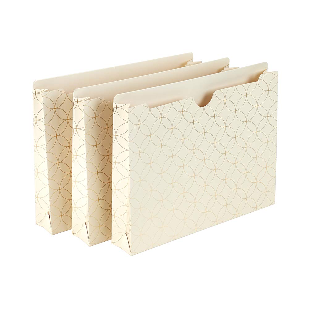 Erin Condren Designer Accessories - Expanding File Folders - Metallic Mid Century Circles, Set of 3. Features Tabbed, Gusseted File Folders Measuring 9.5 x 11.75" (2" Expansion)