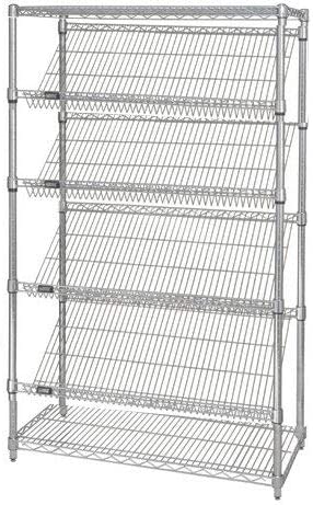 Omega 18" Deep x 60" Wide x 74" High 6 Tier Black Slanted Wire Shelf Starter Shelving Unit