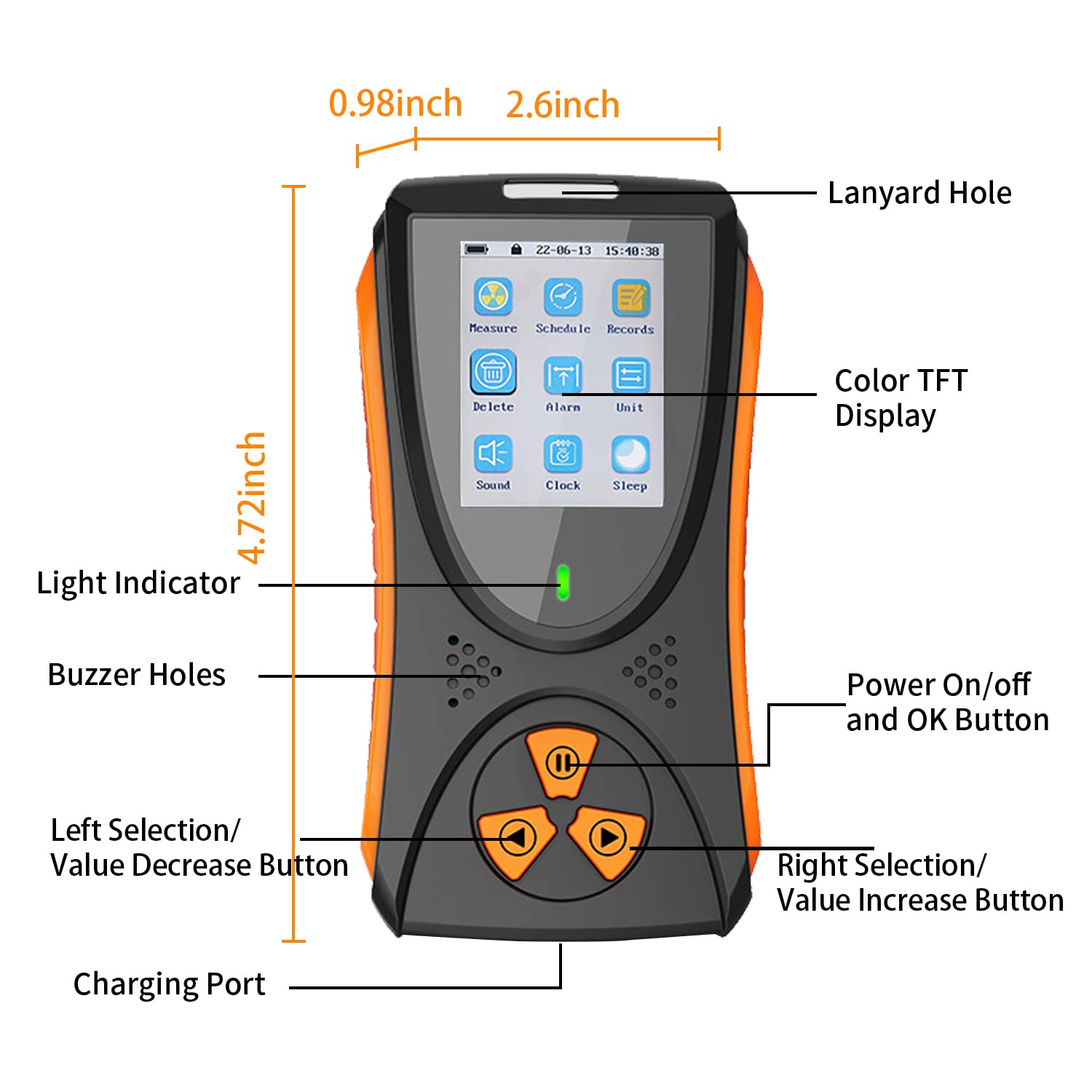 Humdax Rechargeable Geiger Counter Nuclear Radiation Detector with LCD Display, High Accuracy Beta Gamma X-ray Nuclear Radiation Dosimeter, Radiation Monitor Meter