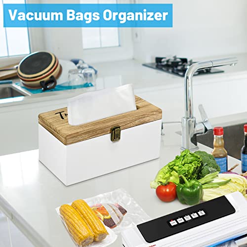 Rustic Trash Bag Holder Wall Mounted, Trash Bag Dispenser Roll Holder with Lid, Garbage Bag Holder Dispenser for Plastic Bags, Trash Bag Holder Garbage Bag Dispenser for Home & Kitchen Organization