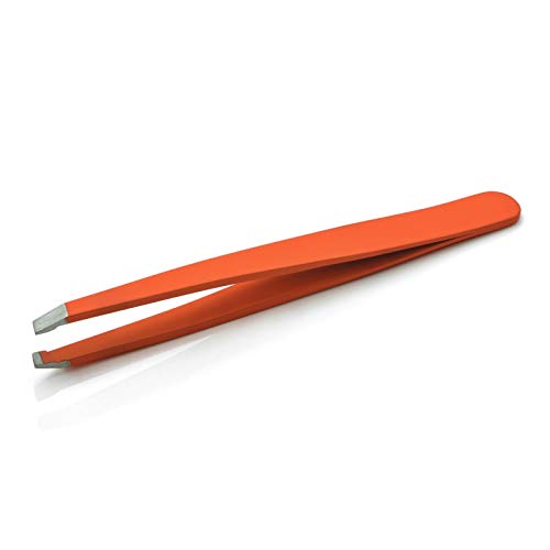 Effective Eyebrow Slanted Tweezer Covered with Colour Silicon (Orange)