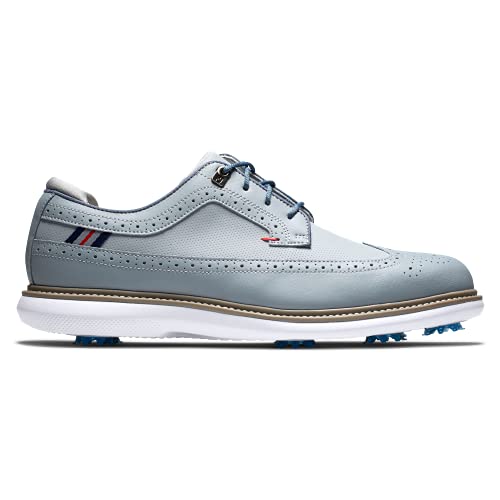 FootJoy Men's Traditions-Shield Tip Previous Season Style Golf Shoe, Grey/Grey/Red, 9 Wide