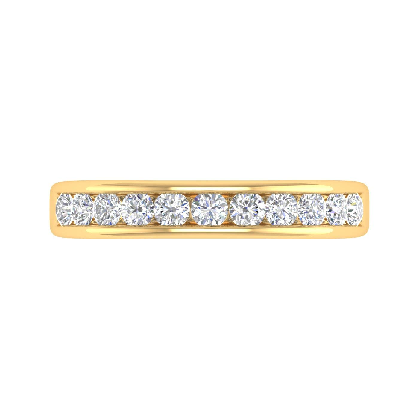 FINEROCK 1/2 Carat Channel Set Diamond Wedding Band Ring in 14K Yellow Gold - IGI Certified (Ring Size 6.5)