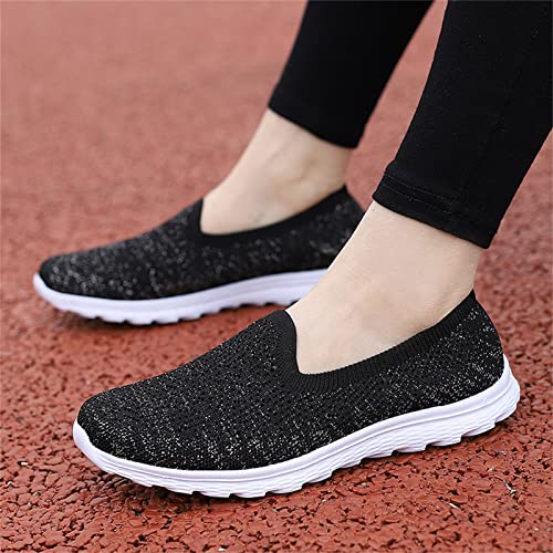 FASDNENDYS Fashion Summer Women Shoes Solid Color Casual Mesh Breathable Comfortable Lightweight Shallow Slide in Flats Black