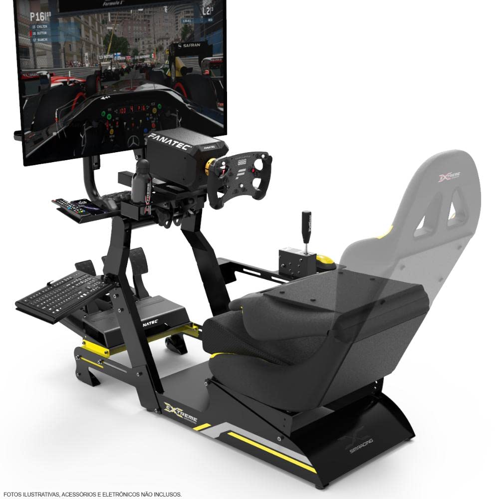 Extreme Simracing Racing Simulator Cockpit With All Accessories (Black/Yellow) - VIRTUAL EXPERIENCE V 3.0 Racing Simulator For Logitech G27, G29, G920, G923, SIMAGIC, Thrustmaster And Fanatec
