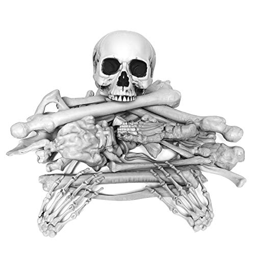 Gonioa Bag of Skeleton Bones and Skull for Best Halloween Decoration and Spooky Graveyard Scene, Outdoor Halloween Prop Creepy Haunted Decorations – 28 Pcs Set