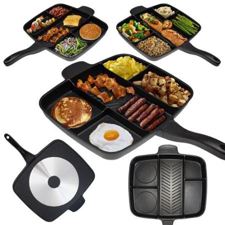 The Master Pan Non-Stick Divided Meal Skillet 15" Grill Fry Oven/Dishwasher Safe