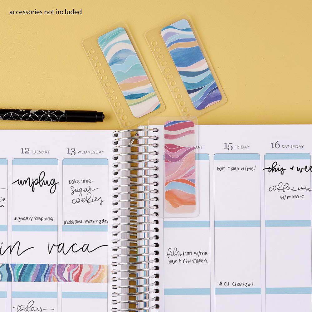 Erin Condren Snap-in Bookmarks - 1.625" x 3.375" - 3 Pack - Colorful Layers Design - Mini Bookmarks Keep Your Place, Mark Sections - Fits Erin Condren Spiral Books