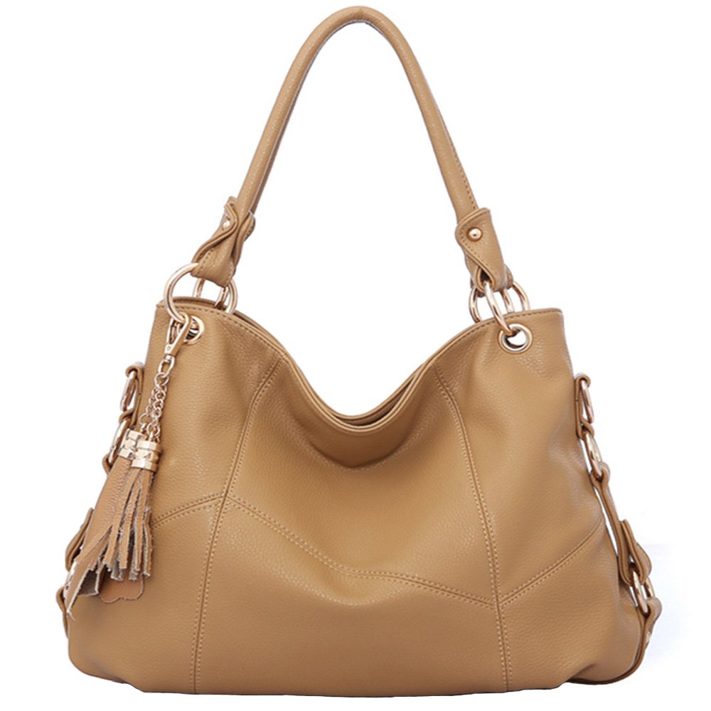 FiveloveTwo Women Top-Handle Bag Shoulder Bag Satchel Handbags Tote Bags Purse Khaki