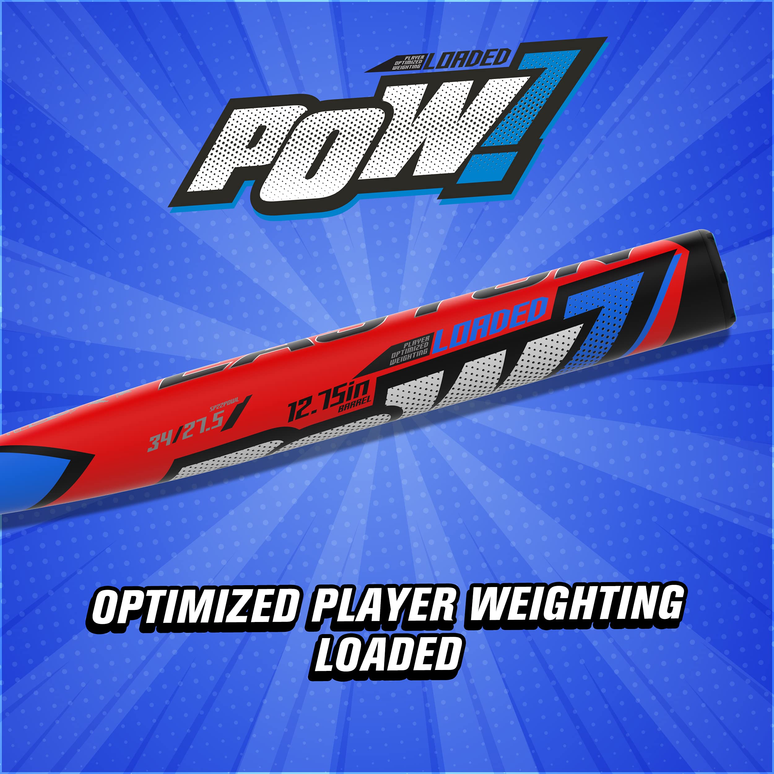 Easton POW Slowpitch Softball Bat, End Loaded, 12.75 in Barrel, USSSA, ISA & NSA, 34in x 25.5oz
