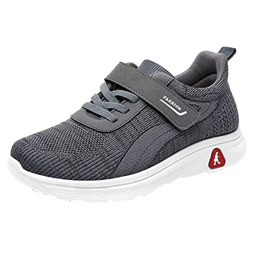 FASDNENDYS Fashion Summer and Autumn Men Fly Woven Mesh Breathable and Comfortable Slip On Leather Sneaker Shoes for Men Grey