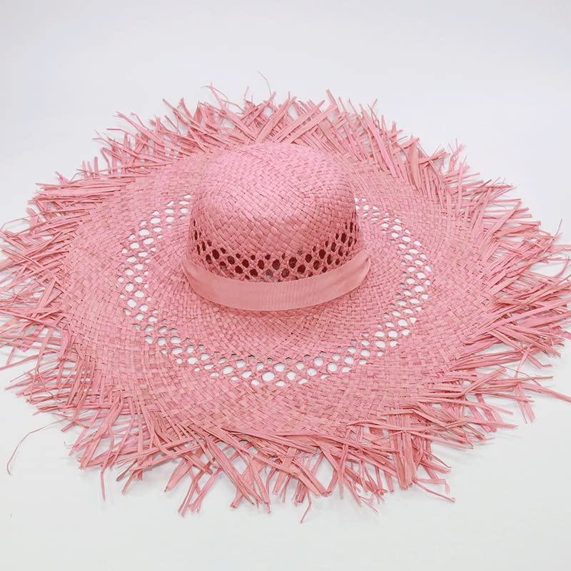 EODNSOFN Ladies Oversized Beach Cutout Hat Colorful Sun Hat Women's Big Brim Holiday Floppy Hat Foldable (Color : A, Size : One Size)