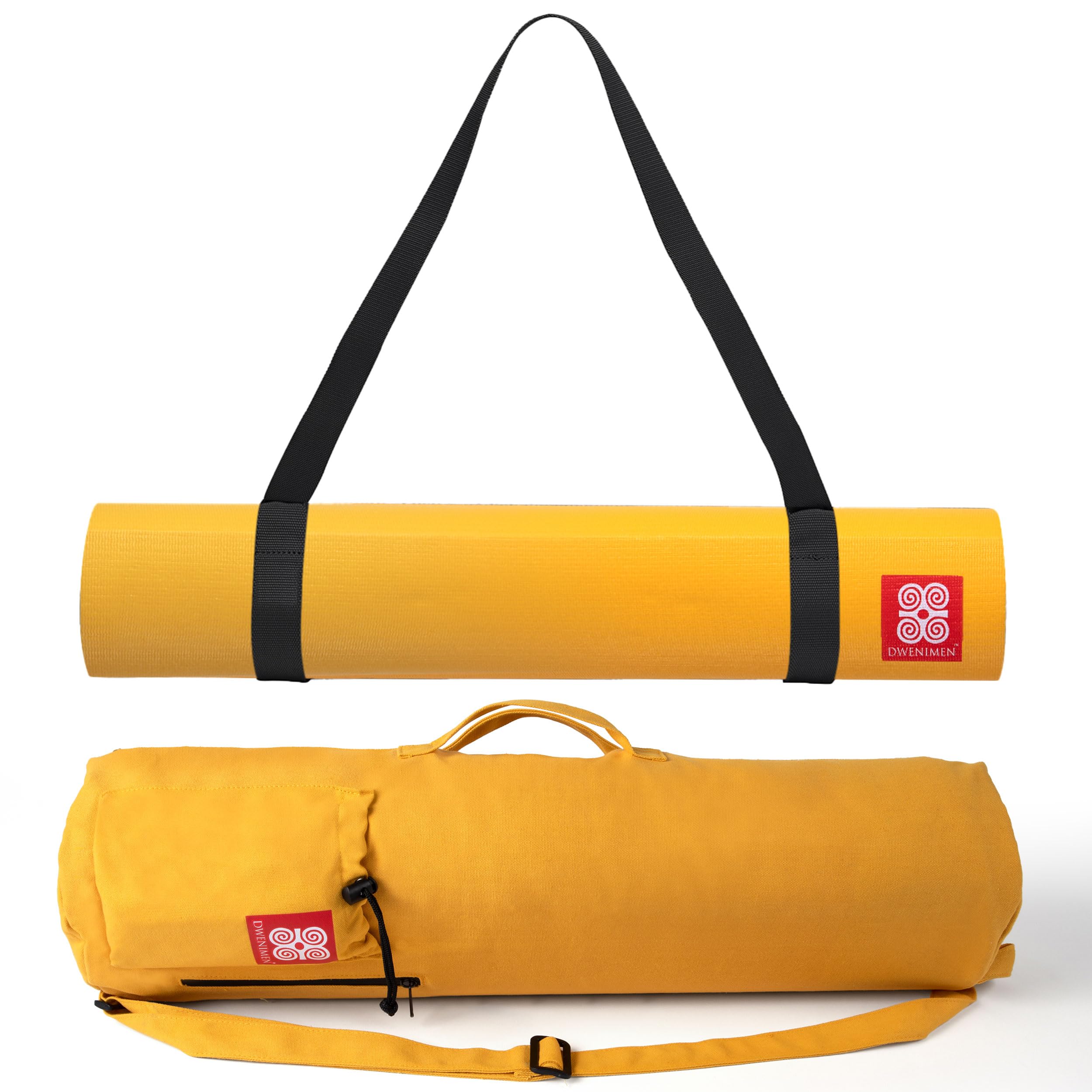 DWENIMEN Elite Pro Large Yoga Mat with yoga pose instructions, carrying bag, yoga mat strap, and latex-free resistance bands - non-slip, dense cushioning for joint support & stability (6MM Thick)