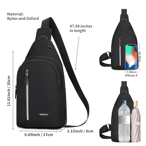 Gurislife Sling Bag for Men,Small Backpack Crossbody Bags,small Shoulder Bag With Reflective Strip Shoulder for Work Hiking and Daytrips,Black-903
