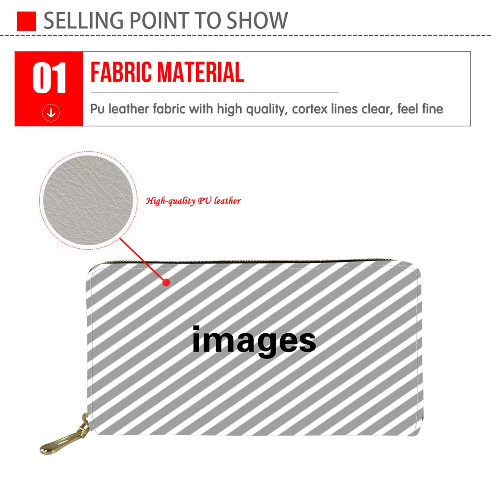 HUGS IDEA Travel Accessories Leather Wallet Funny Chicken Pattern Large Capacity Cash Coins Credit Cards Organizer Holders