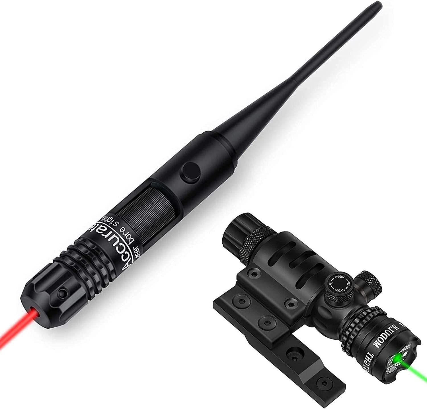 EZshoot BoreSighter for 0.177 to 0.54 Caliber Rifles Handgun and Green Laser Sight with Rail Mount - Include Barrel Mount Cable Switch