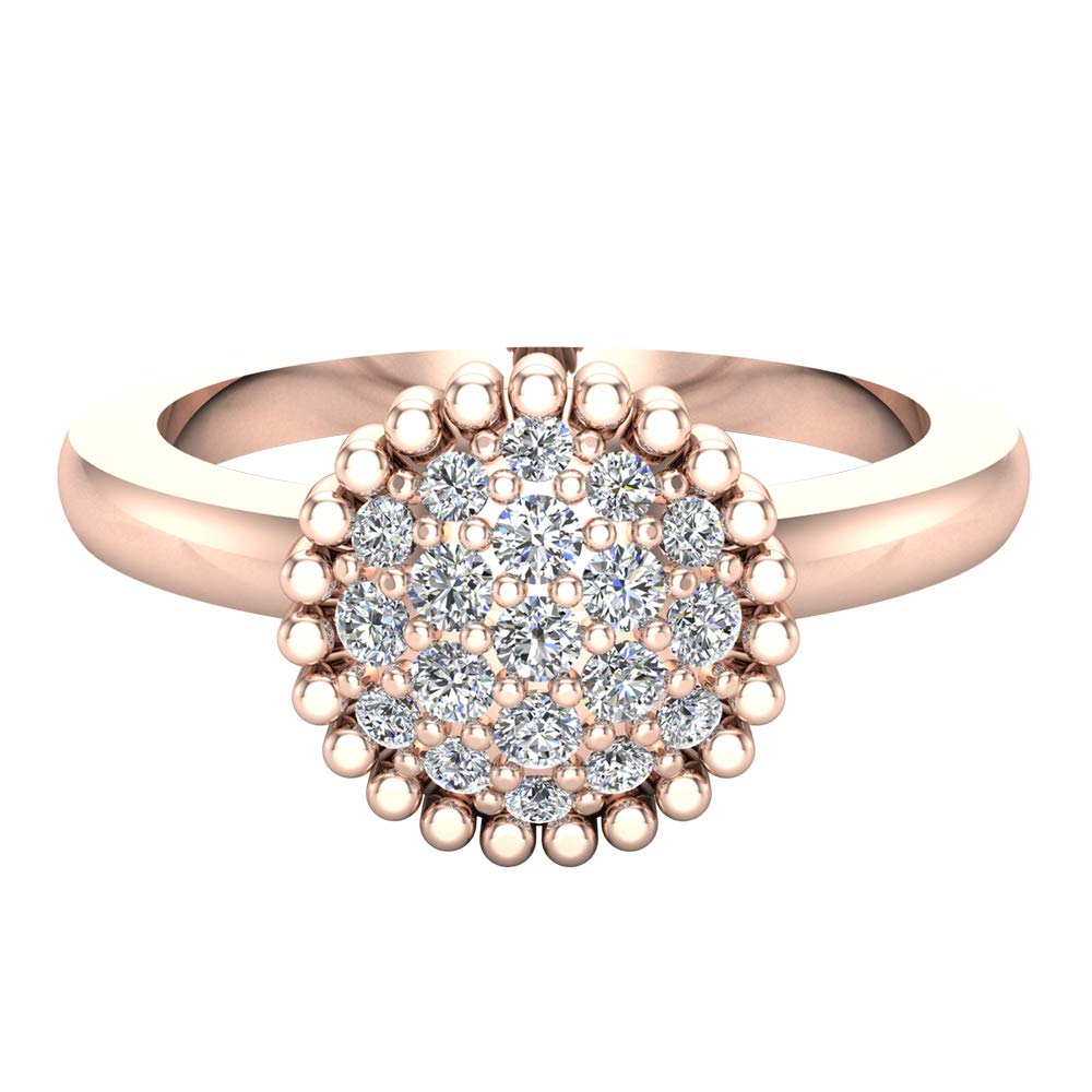 Glitz Design 18K Rose Gold Fashion Stacking Ring Cluster Diamond Bands 0.21 Carat Total Weight (Ring Size 5) (G, VS)
