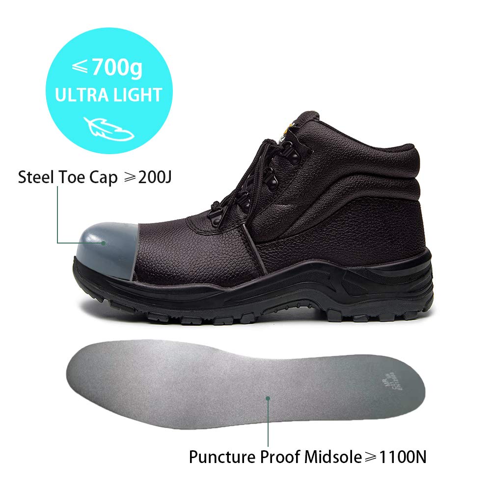 DRKA Water Resistant Steel Toe Work Boots For Men,6'' EH-Rated Safety Boots(19977-dkbrn-9)