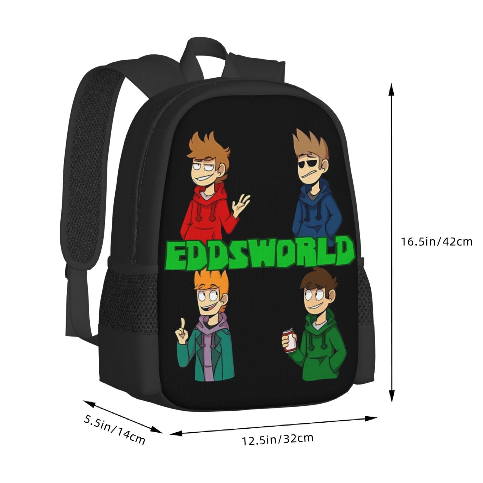 GLGFAS Eddsworld Backpack Large Capacity Leisure Travel Backpack Book Bag Outgoing Daypack 12.5x5.5x16.5 inch