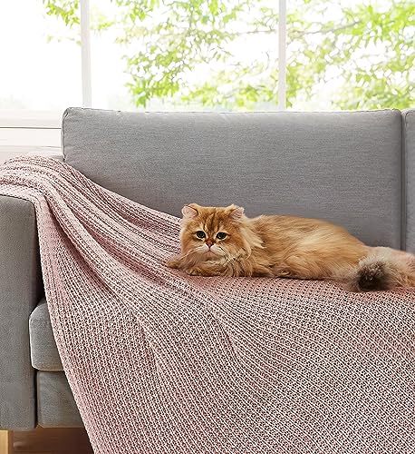 UGG 33816 Luna Cotton Throw Blanket Soft Washed Cotton Blankets Luxury Machine Washable Oversized Warm Accent Blanket for Home or Travel, 70 x 50-Inch, Quartz