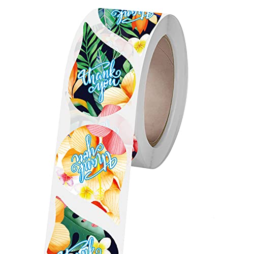 Drop-Shaped Thank You Sticker roll, Business Sticker, Bubble Envelope and Gift Bag Packaging Label, 500 Labels, Each 1.5 inches in Diameter, 6 Different Patterns (500pcs / 6style)