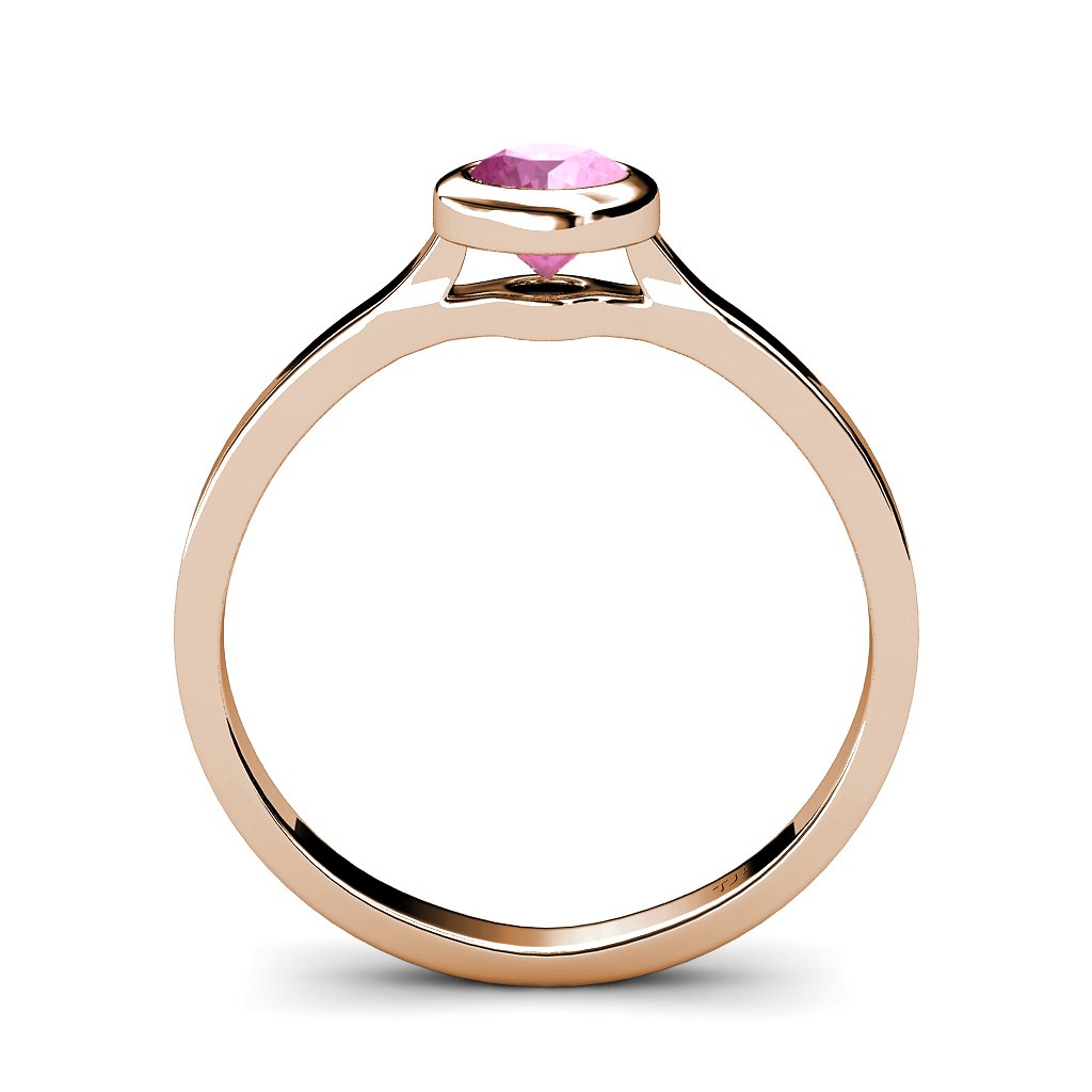 Floating Lab Created Pink Sapphire 0.55 ct Women Solitaire Engagement Ring 14K Rose Gold-6.5