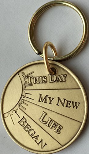 Engraved Sobriety Date Keychain Personalized This Day My New Life Began Medallion