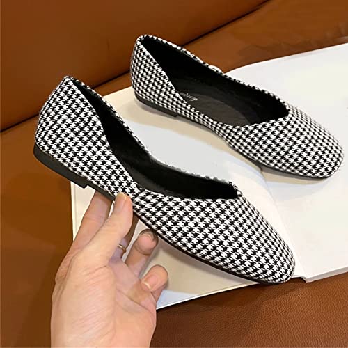 FASDNENDYS Fashion Summer Women Casual Shoes Flat Bottom Slip On Solid Color Houndstooth Heel Sandals Women White