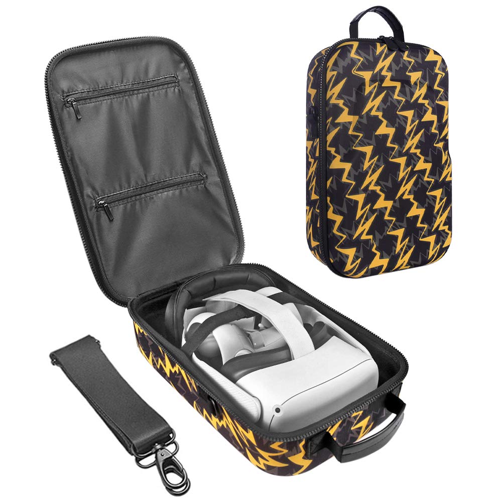 Esimen Fashion Travel Case for Oculus Quest 2 VR Gaming Headset Elite Strap and Controllers Accessories Carrying Bag (Yellow)